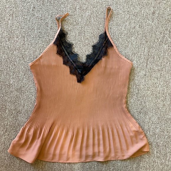 Primark | Tops | Primark Pleated Peach Camisole Lace Neckline | Poshmark
